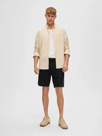 Selected Men Brody linnen short zwart - The Hype