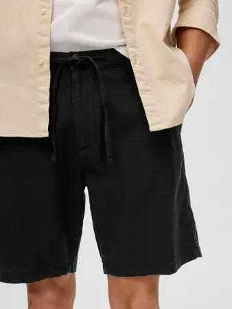 Selected Men Brody linnen short zwart - The Hype
